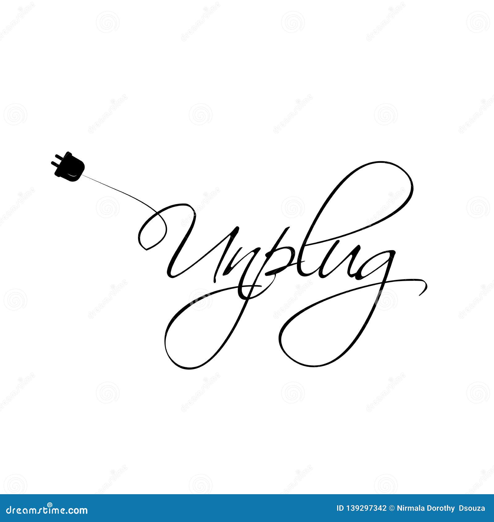 Unplug text design stock vector. Illustration of graphic - 139297342