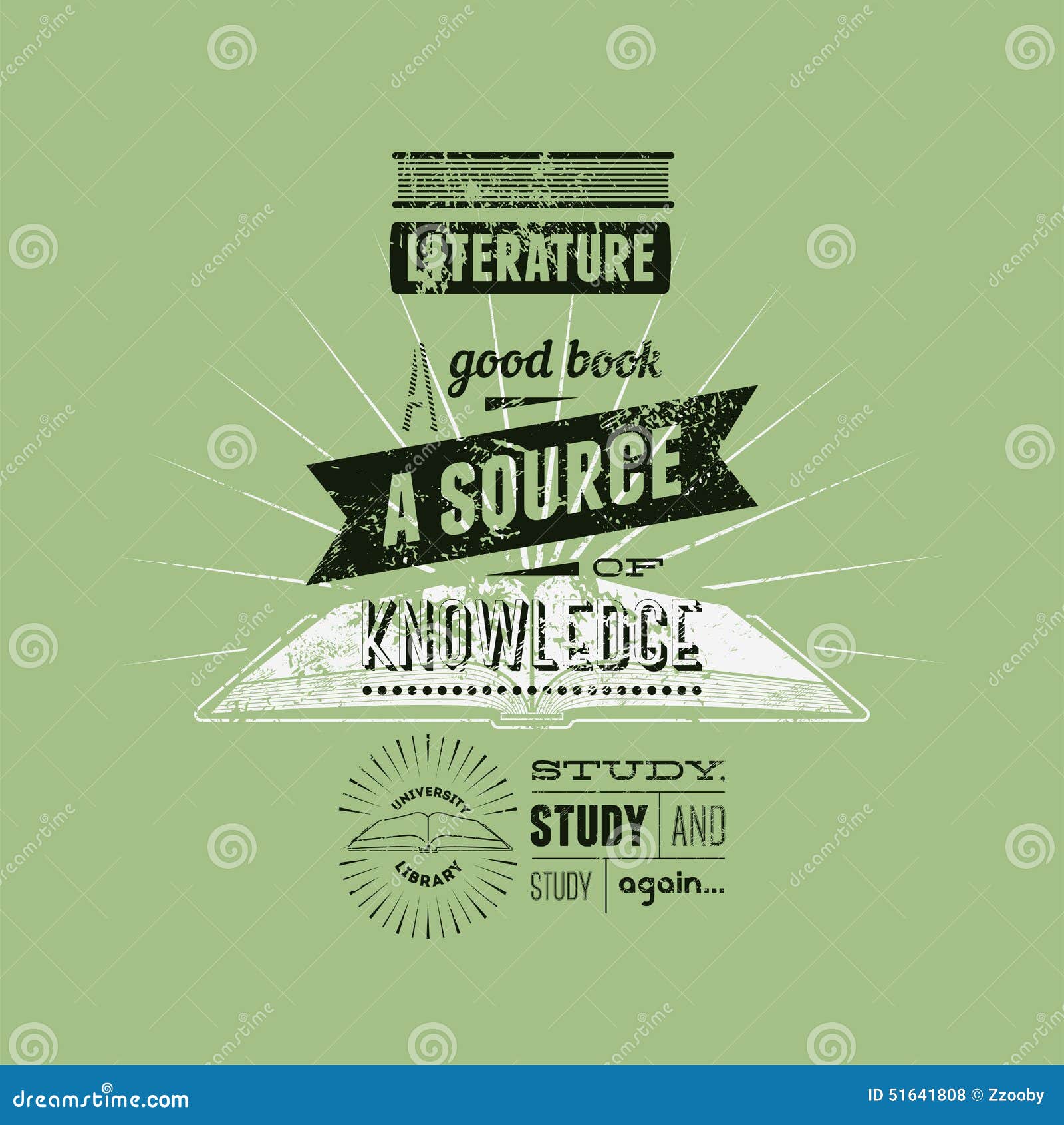 Typography Retro Bookstore Poster Design. Vector Illustration. Stock ...