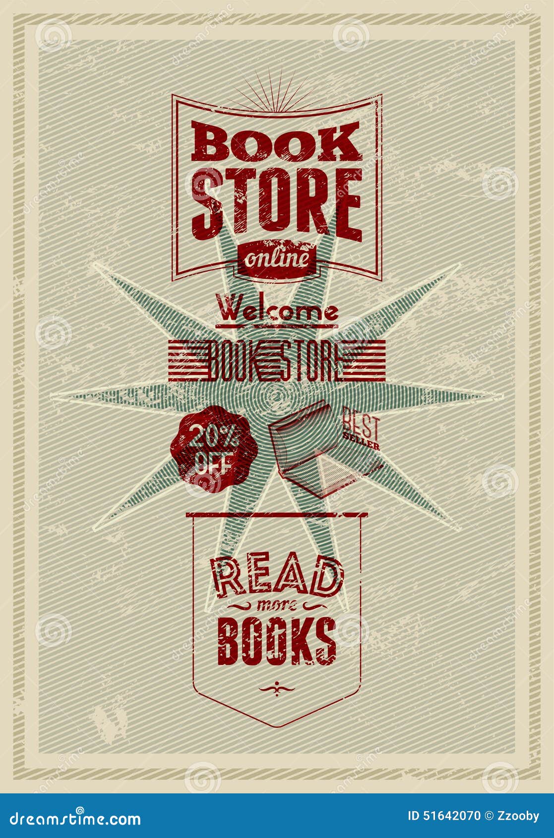 Retro Bookstore Poster Design Idea For Science Fiction Novels Cartoon ...