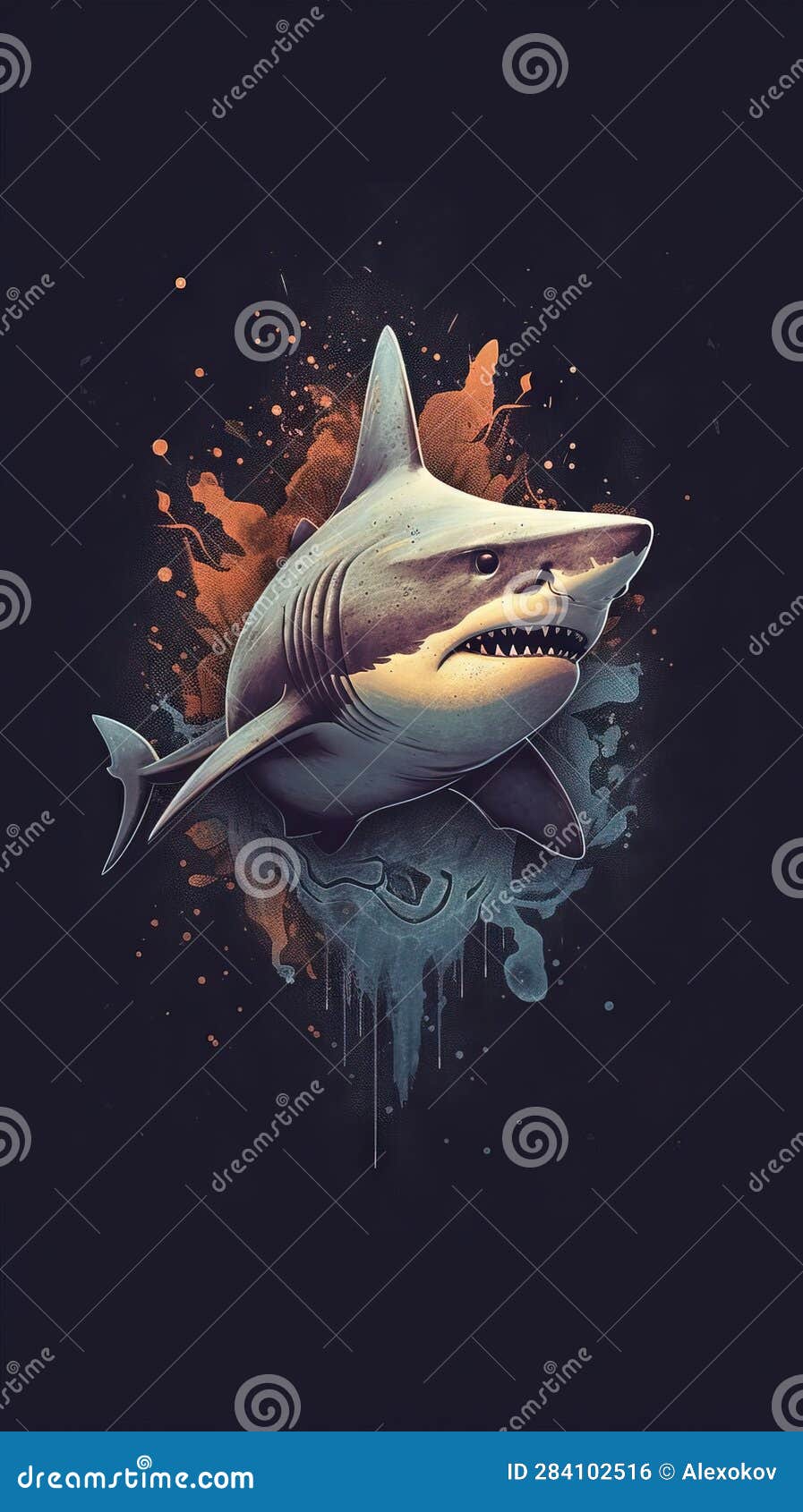 Typography Shark on Dark Background. Generative AI Stock Illustration ...