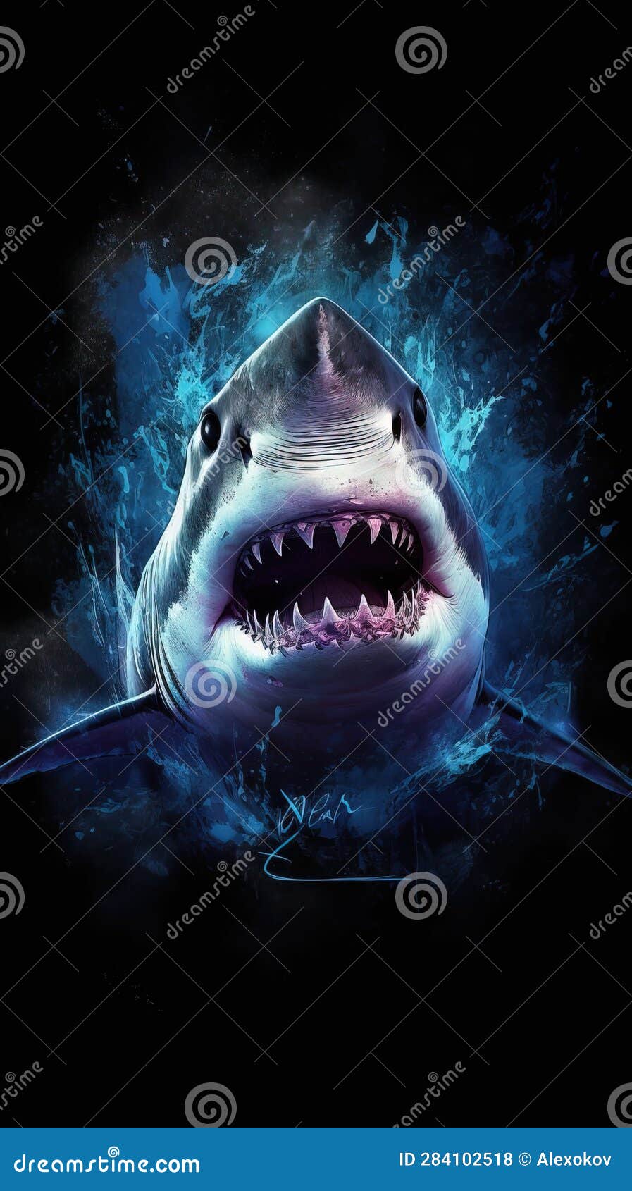 Typography Shark on Dark Background. Generative AI Stock Illustration ...