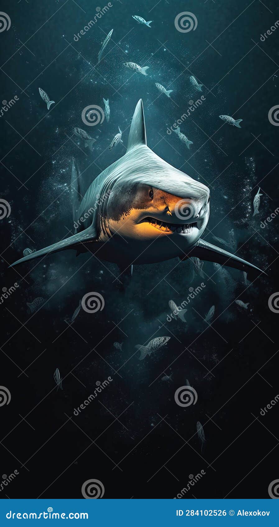 Typography Shark on Dark Background. Generative AI Stock Illustration ...