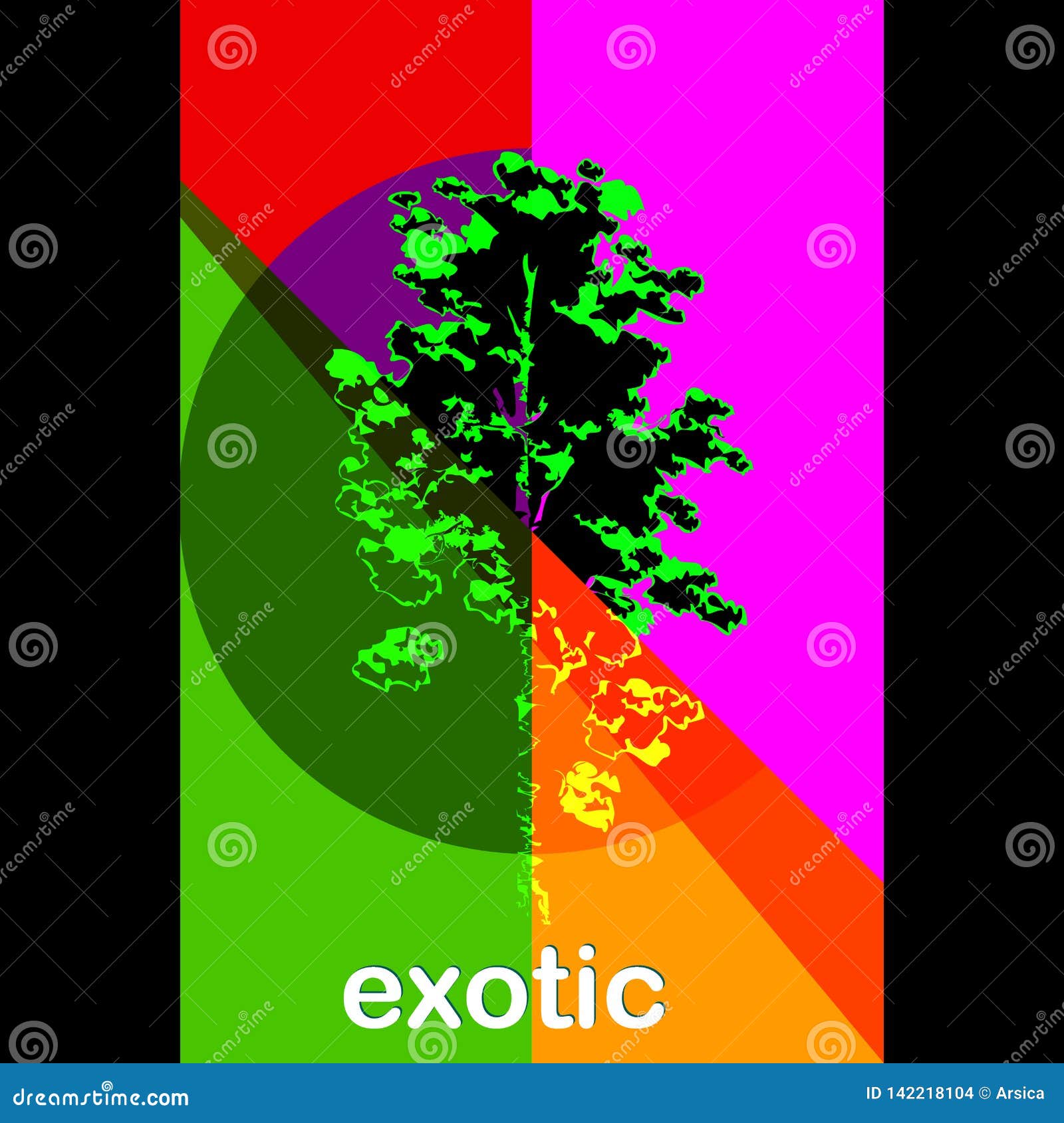 Typography Slogan with Tree and Exotic Illustration. Stock Vector ...