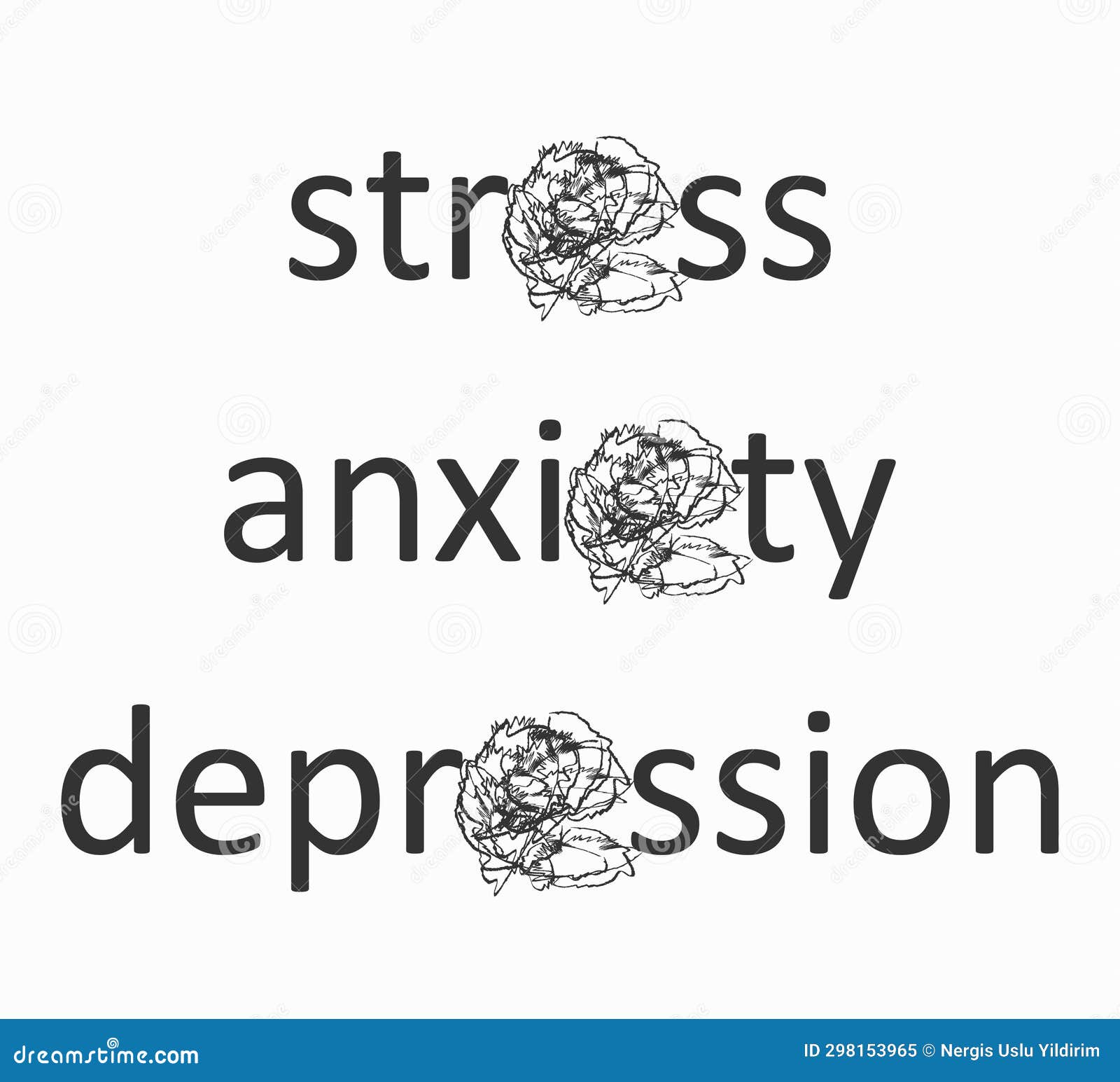 Typography with Stress, Anxiety and Depression Text Stock Vector ...