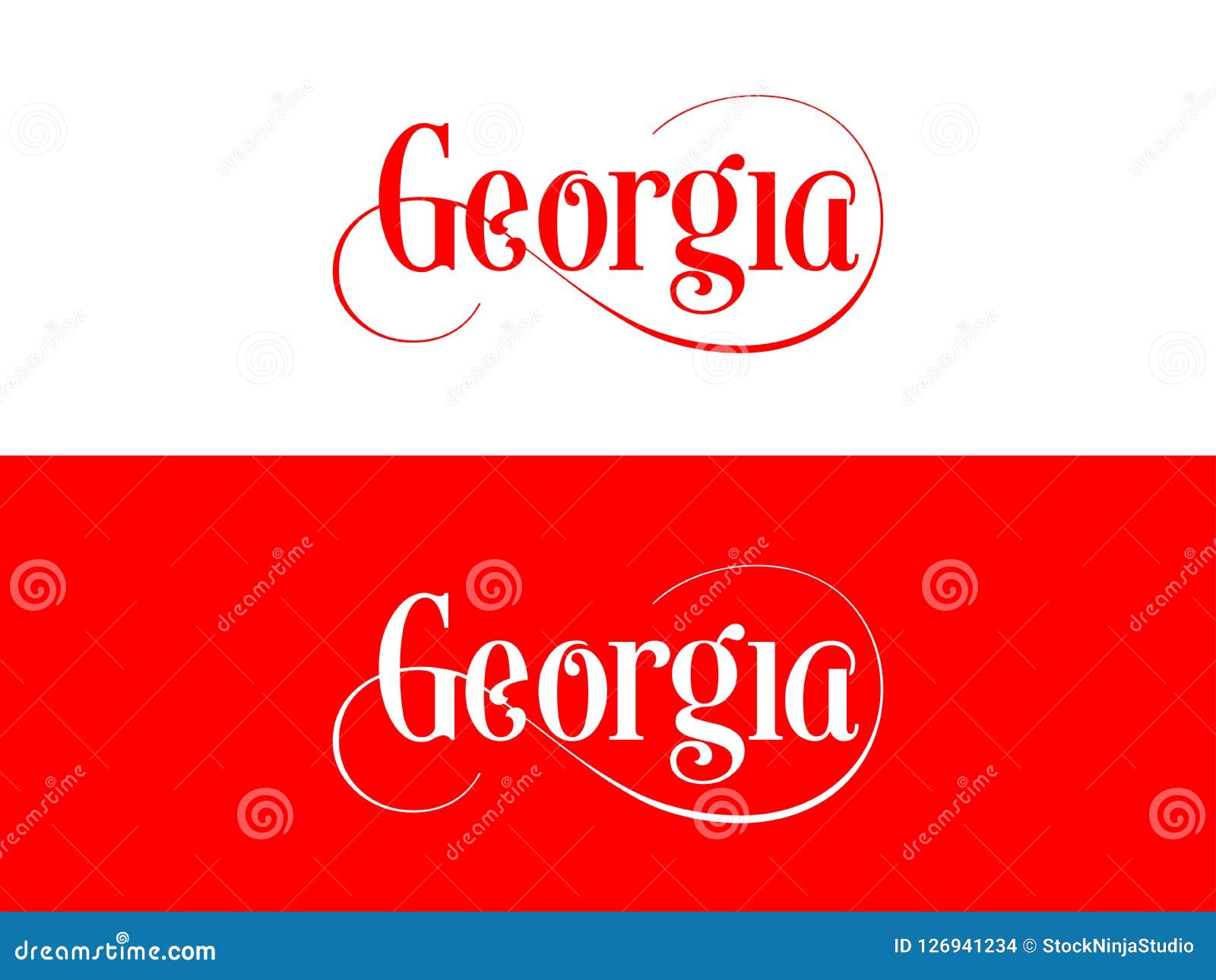 Typography Of The Usa Georgia States Handwritten Illustration On Official Us Stock Vector