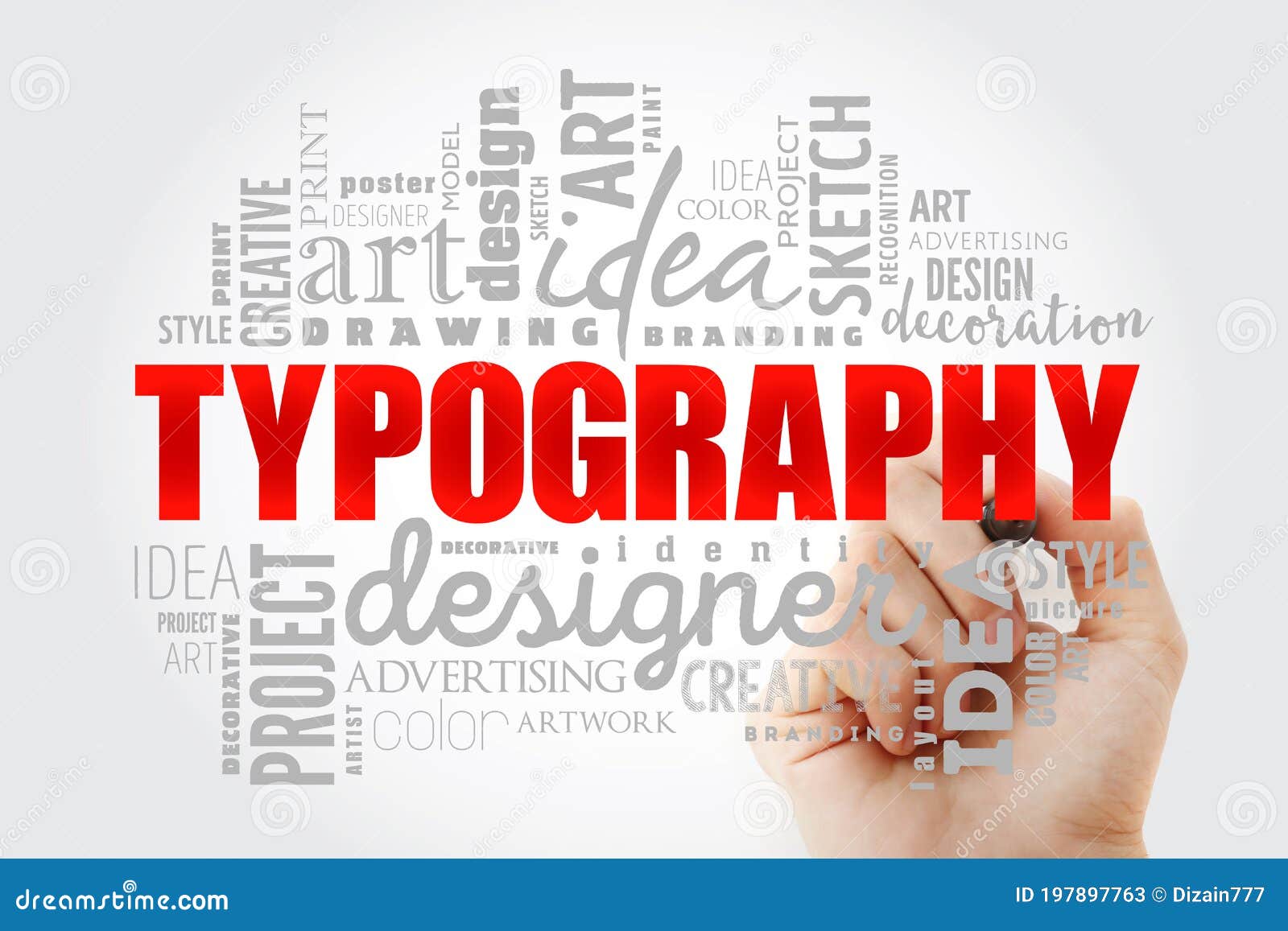TYPOGRAPHY Word Cloud Collage Stock Image - Image of label, hand: 197897763