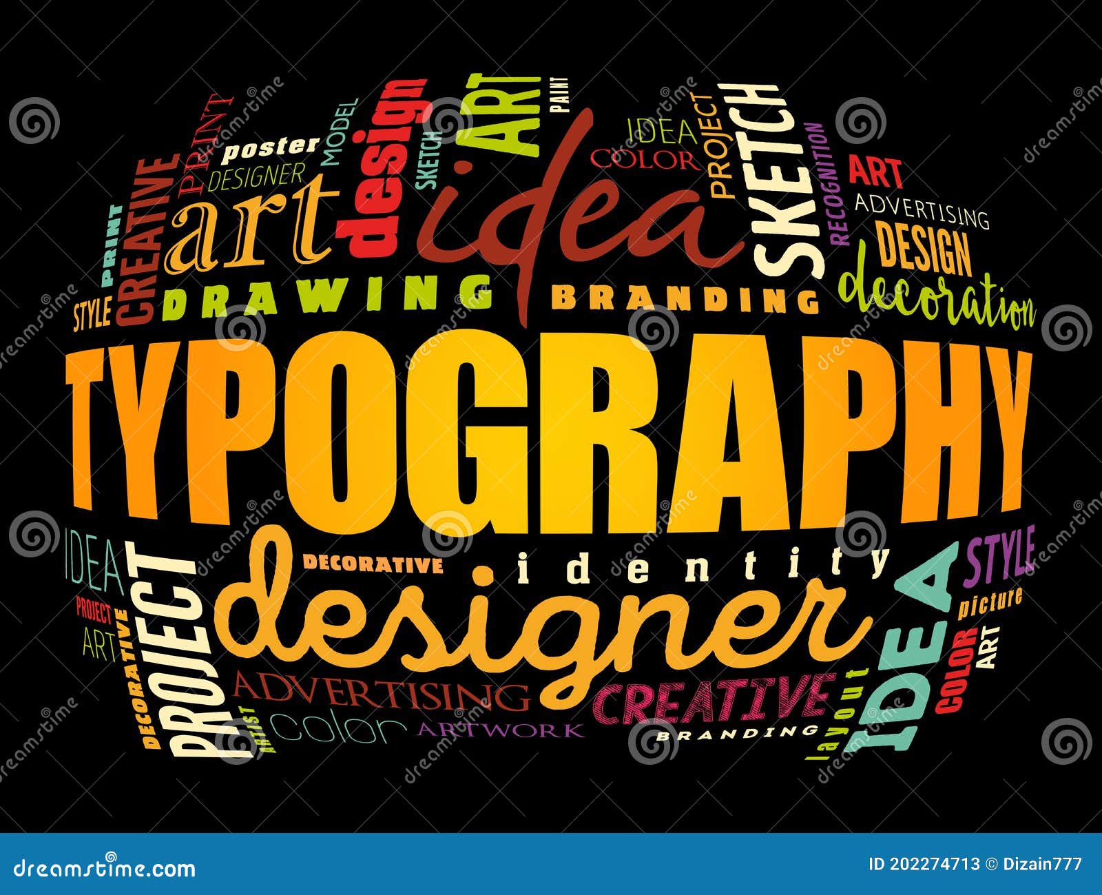 TYPOGRAPHY Word Cloud Collage, Creative Concept Stock Illustration ...