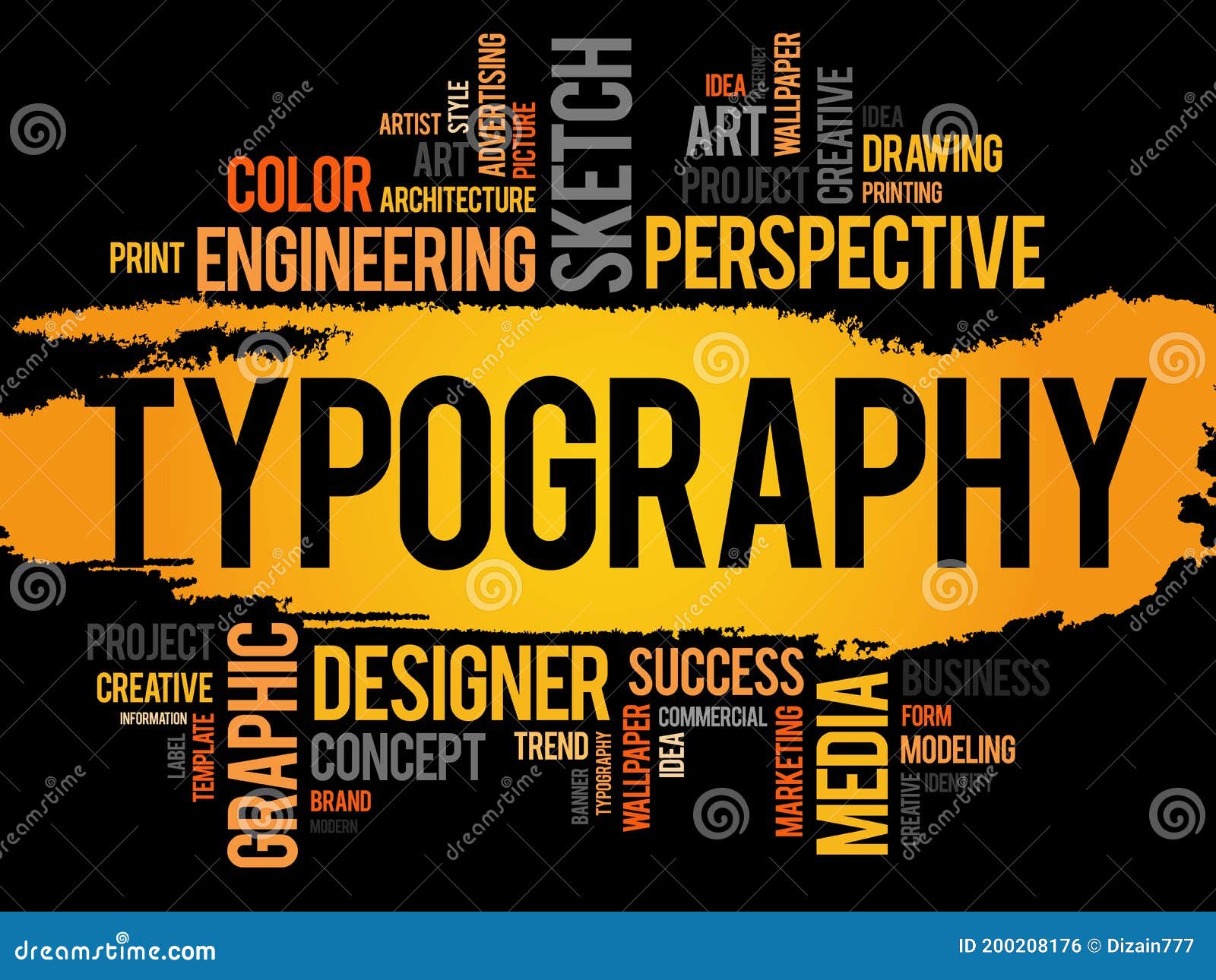 TYPOGRAPHY word cloud stock illustration. Illustration of cloud - 200208176