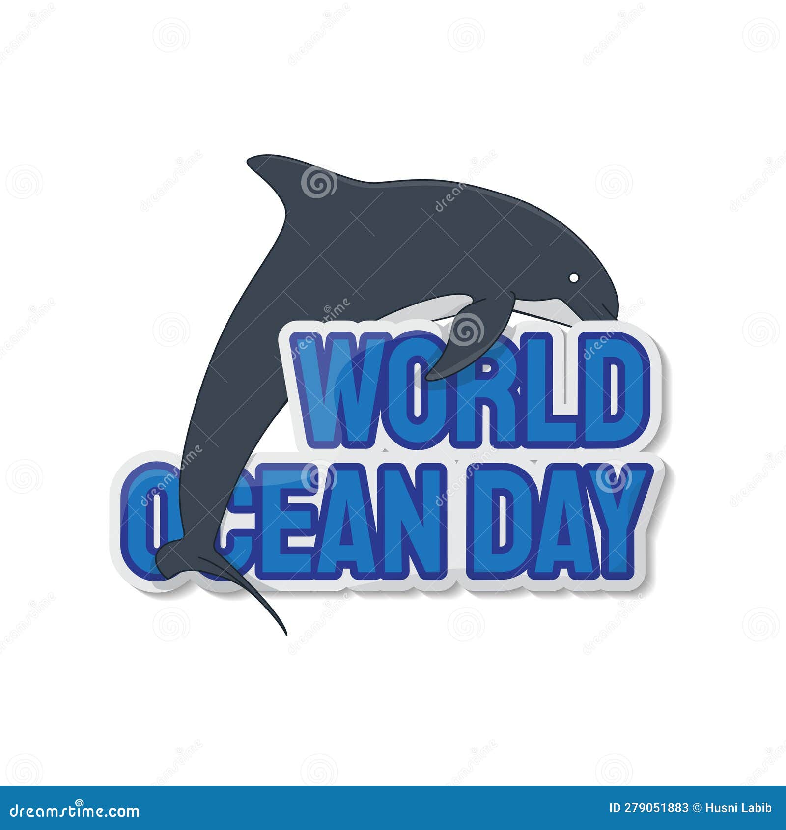 Typography of World Ocean Day with Flying Dolphin for World Ocean Day ...