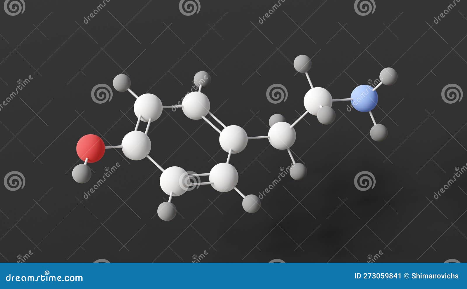 Tyramine Molecule, Molecular Structure, Trace Amine, Ball and Stick 3d ...