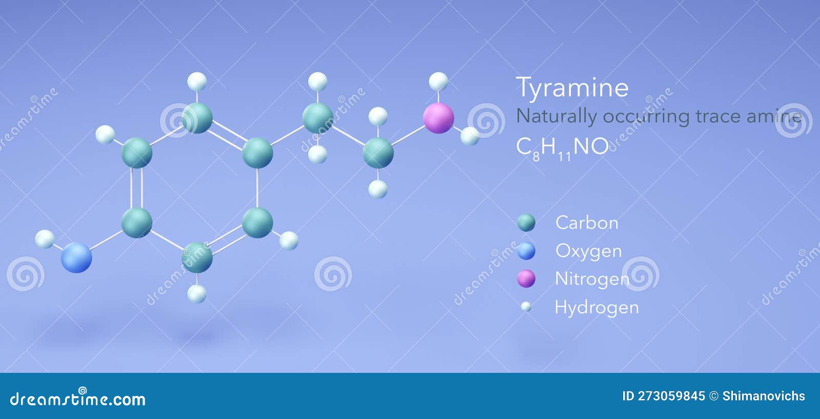 Tyramine Molecule, Molecular Structures, Trace Amine, 3d Model ...