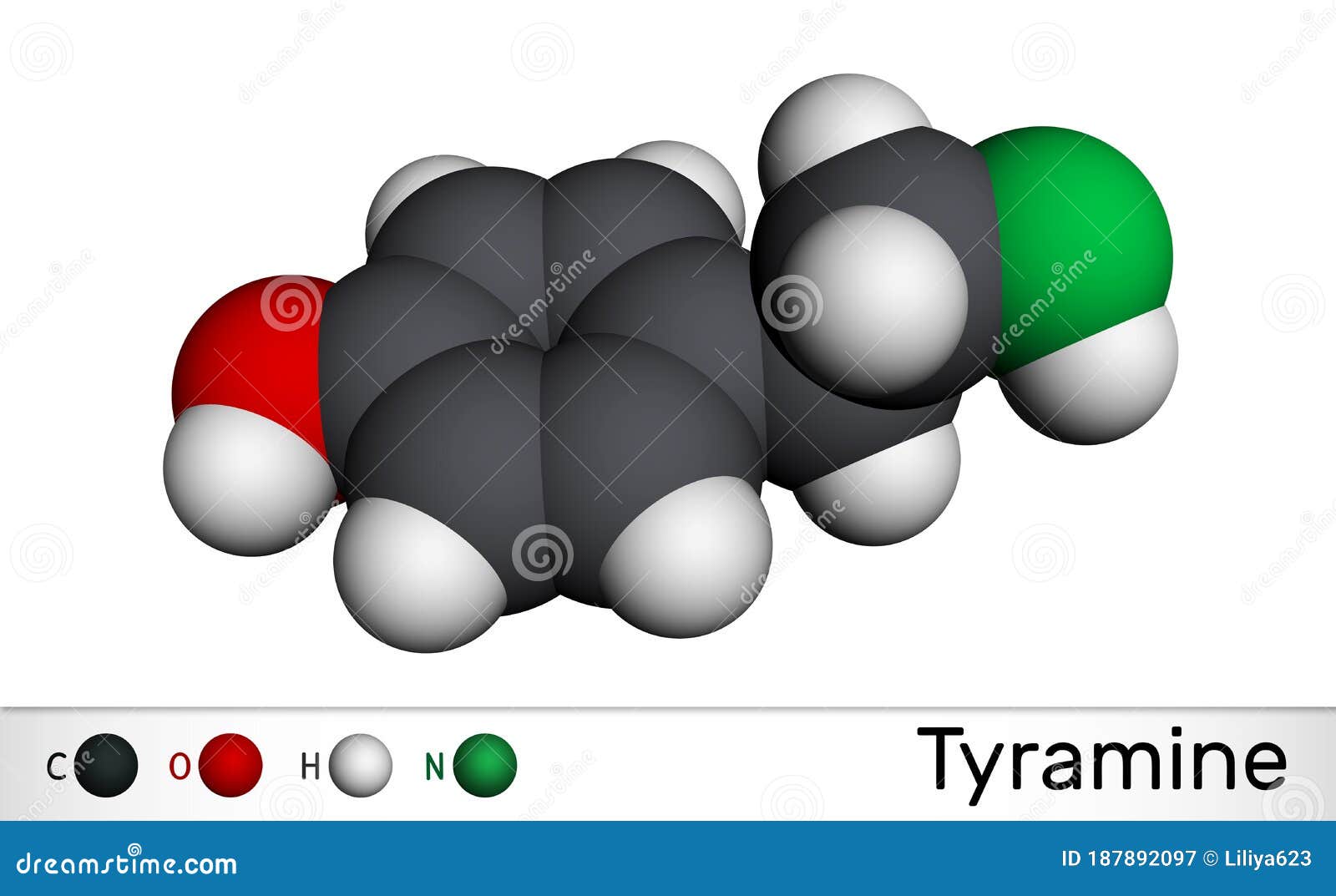 Tyramine, Tyramin Molecule. it is Monoamine Compound Derived from ...