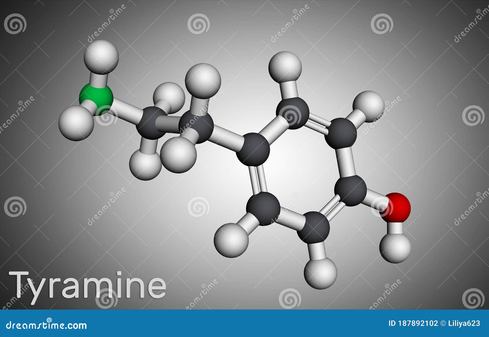 Tyramine, Tyramin Molecule. it is Monoamine Compound Derived from ...