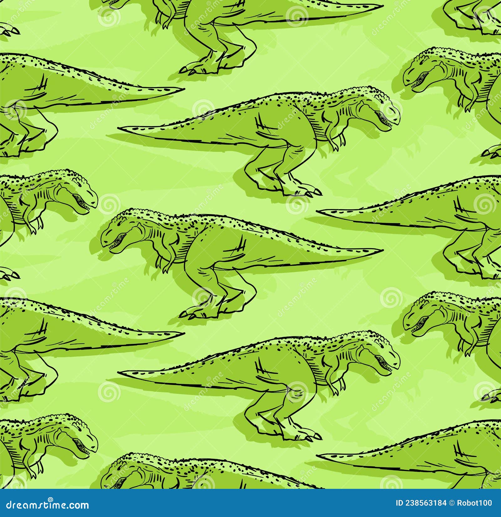 Tyrannosaurus Pattern Seamless. Dinosaur T-Rex Hand Drawing Background ...