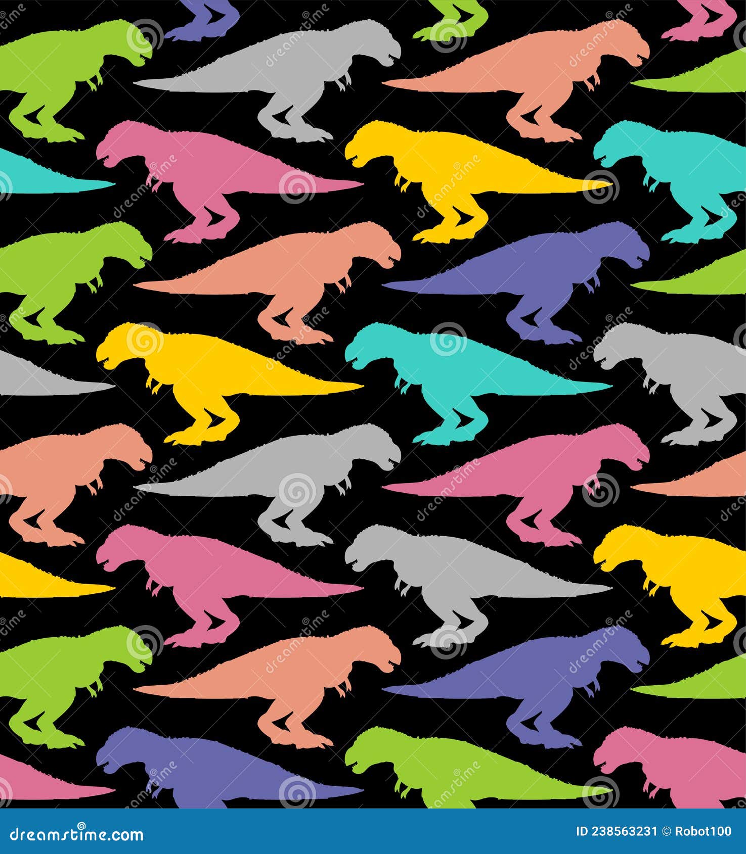 Tyrannosaurus Pattern Seamless. Dinosaur T-Rex Hand Drawing Background ...