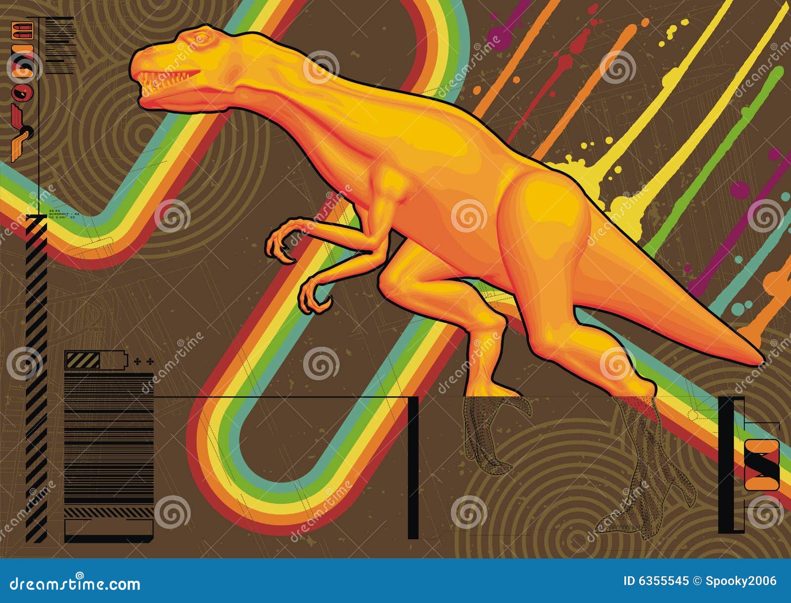Tyrannosaurus Rex stock vector. Illustration of dino, rainbow - 6355545