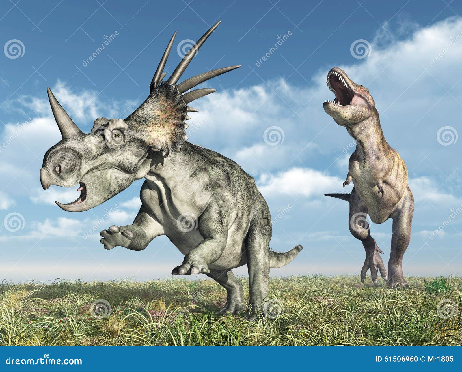 Tyrannosaurus Rex Attacks Habilis Stock Illustration | CartoonDealer ...