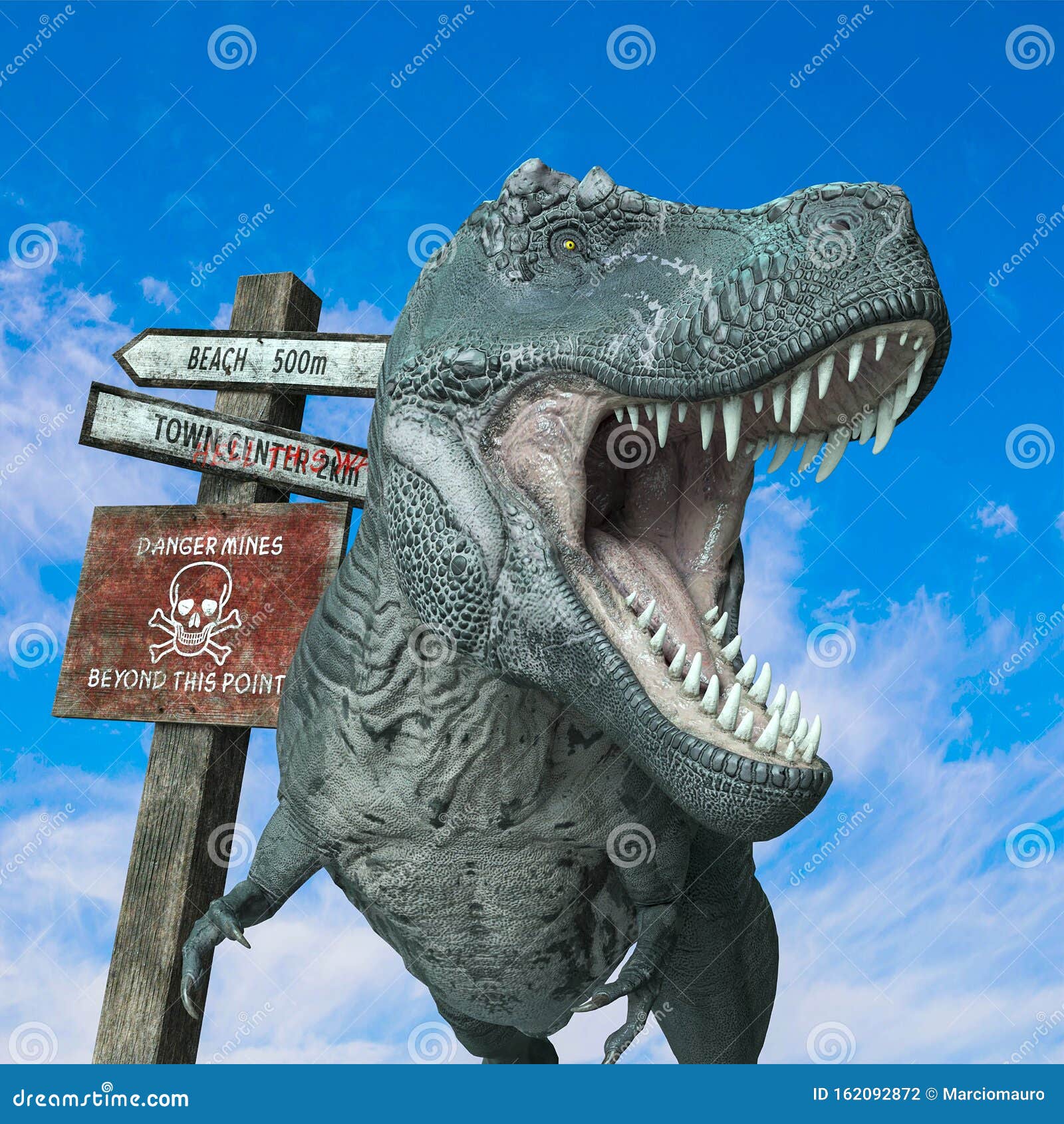Tyrannosaurus Rex on Danger Zone Stock Illustration - Illustration of ...