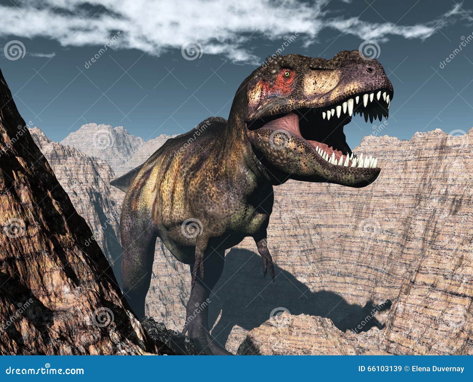 Tyrannosaurus Rex Dinosaur Roaring - 3D Render Stock Illustration ...