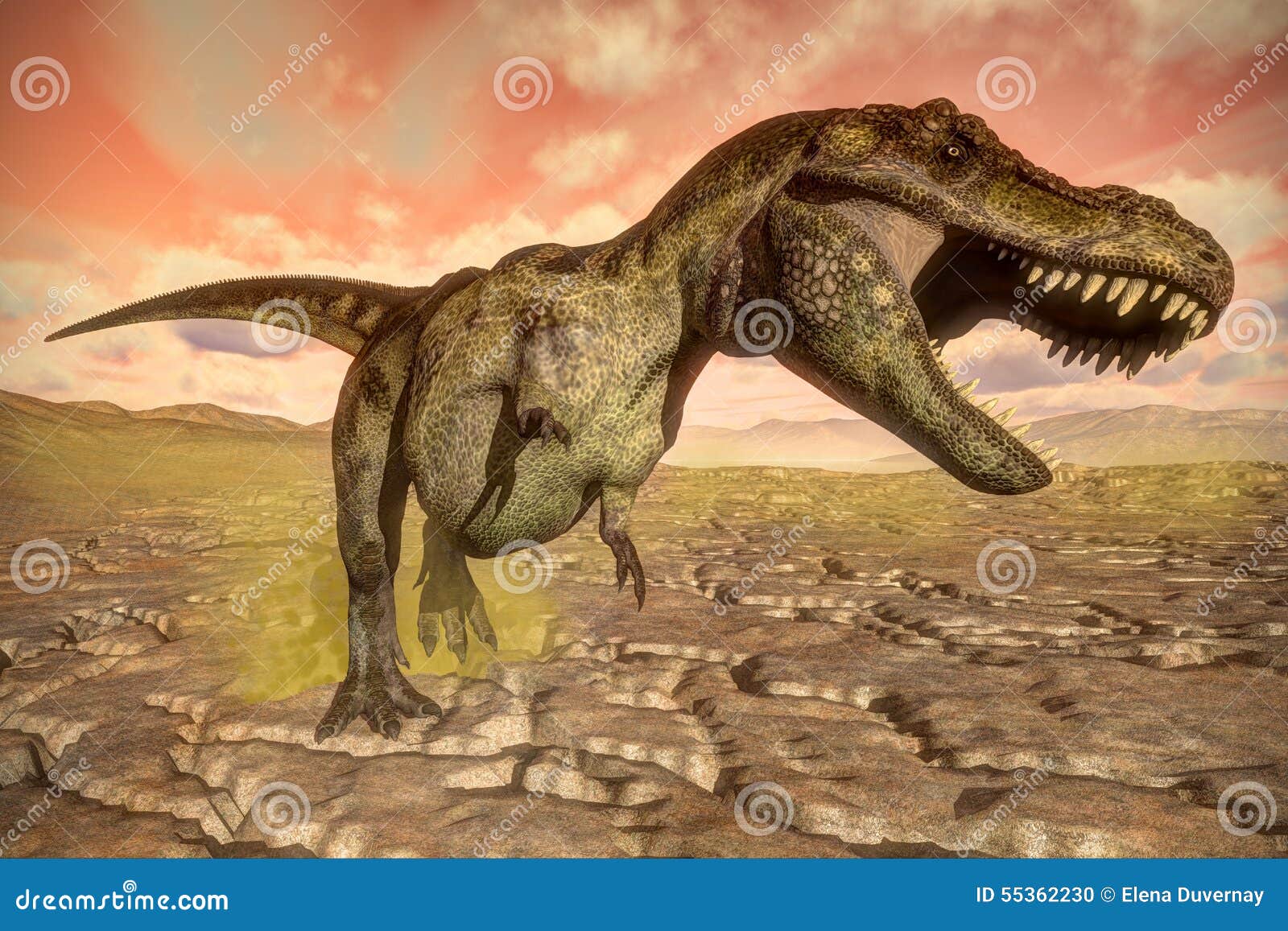Tyrannosaurus Rex Dinosaur Roaring - 3D Render Stock Illustration ...