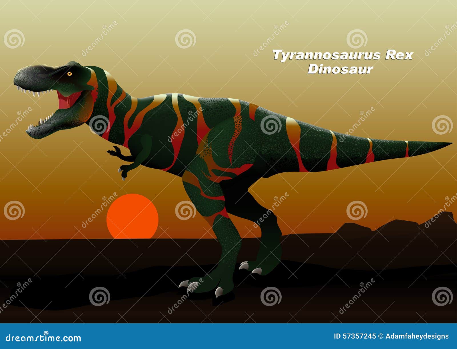 Tyrannosaurus Rex T-rex Is Walking And Snarling . Silhouette Design ...