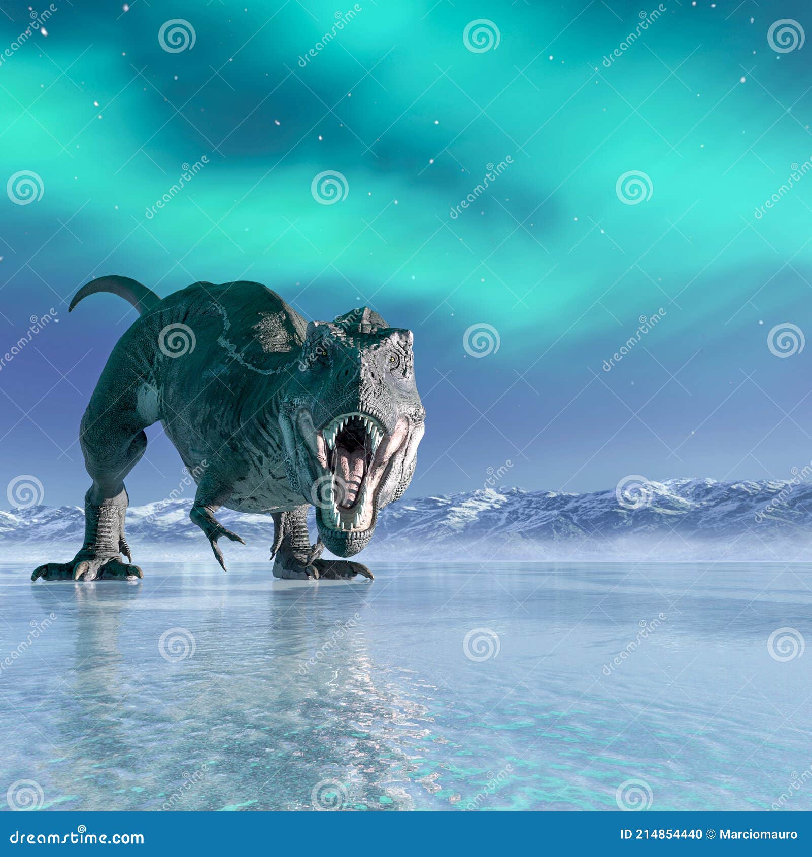 Tyrannosaurus Rex is on Ice Age with Copy Space Stock Illustration ...