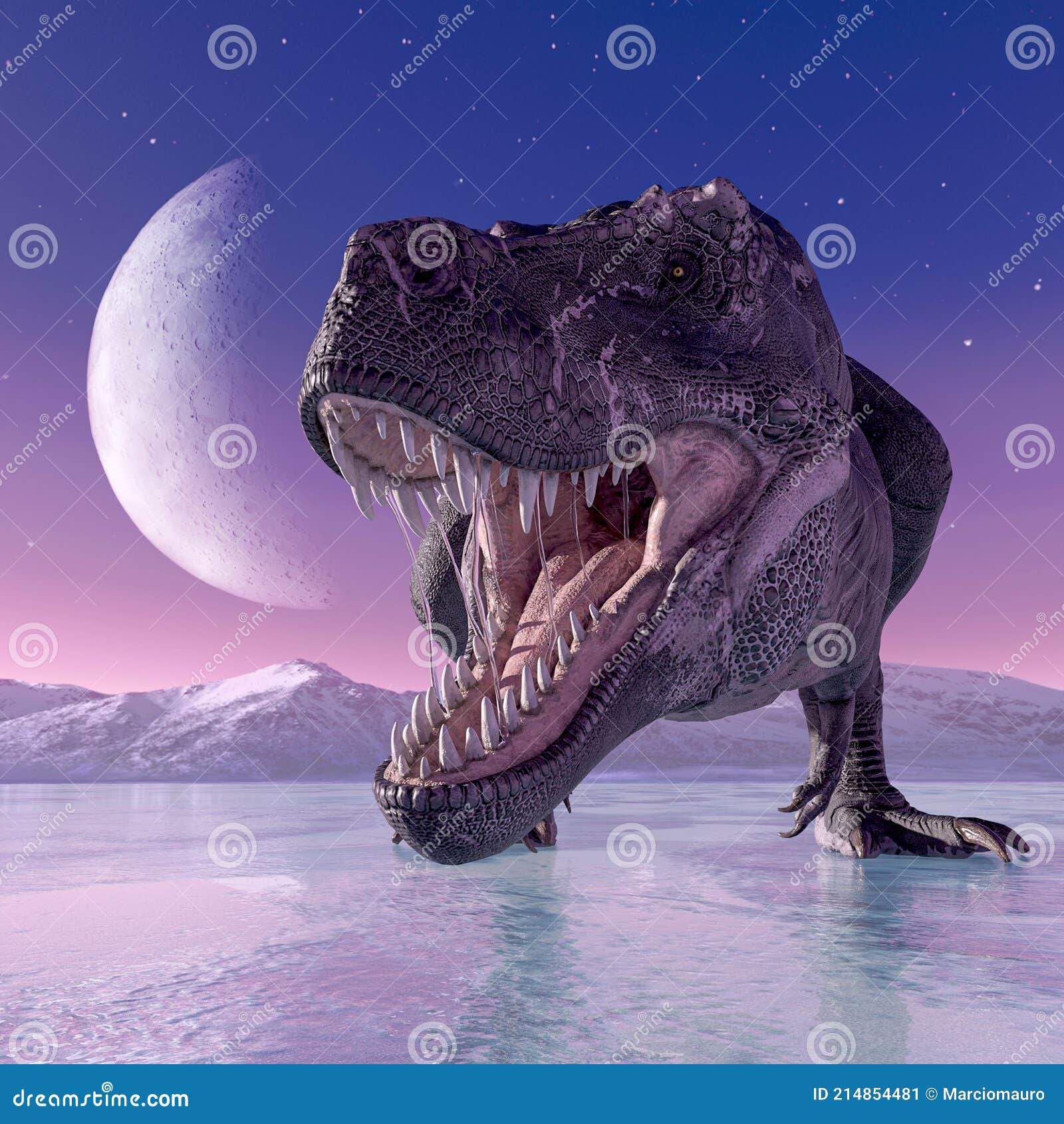 Tyrannosaurus Rex is Resting on Ice Age Stock Illustration ...