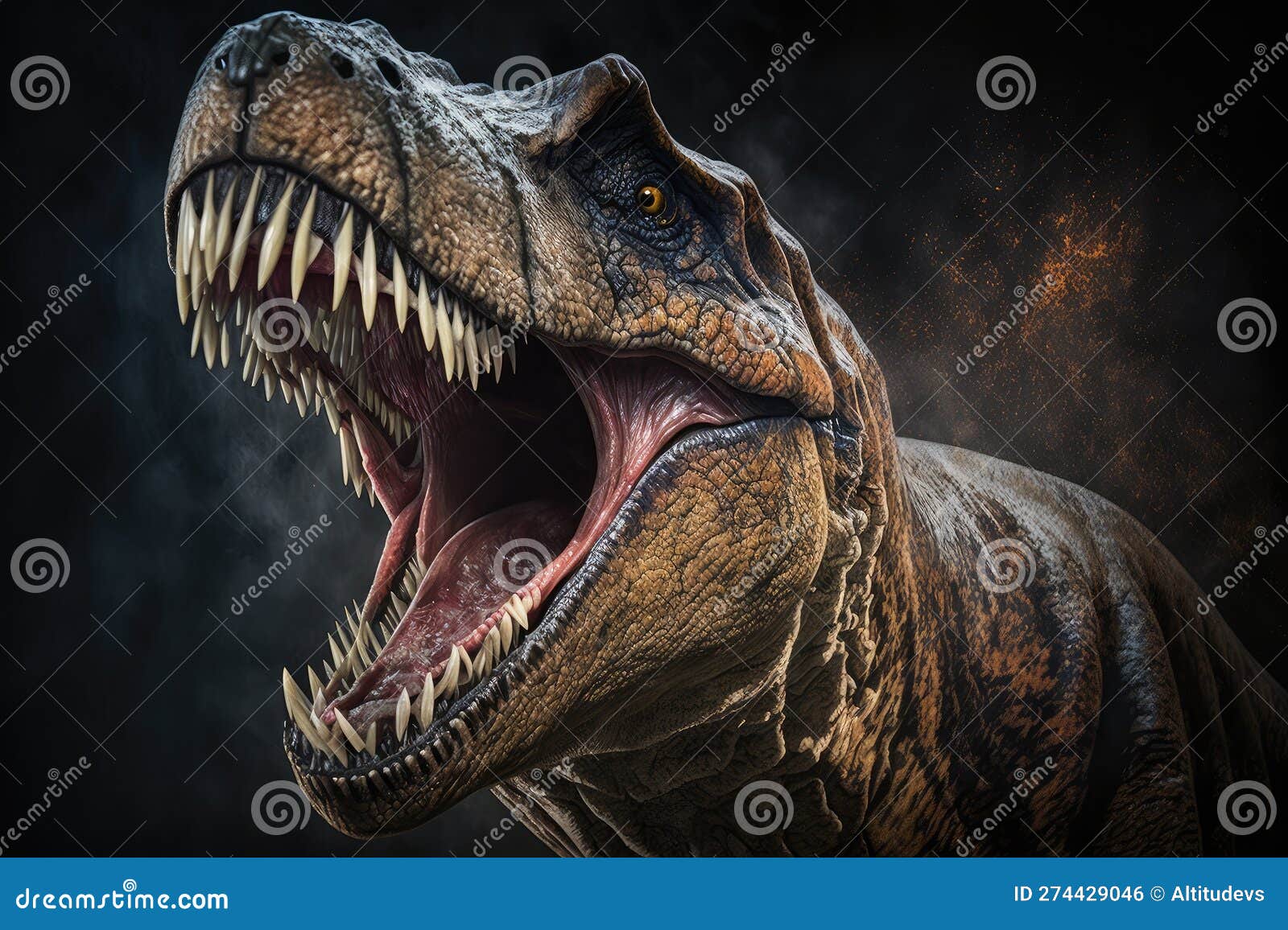 Tyrannosaurus Rex Roaring at the Camera, with Its Razor-sharp Teeth on ...