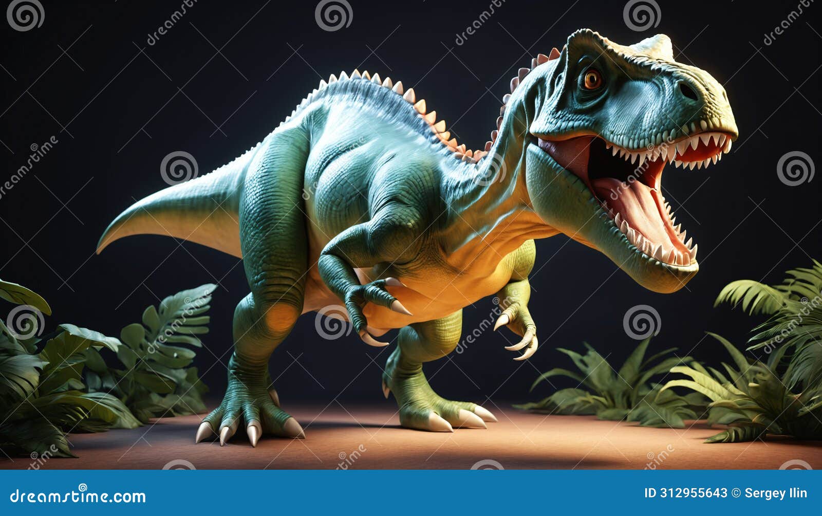 Tyrannosaurus Rex Roaring in the Cretaceous Forest. Generative AI Stock ...