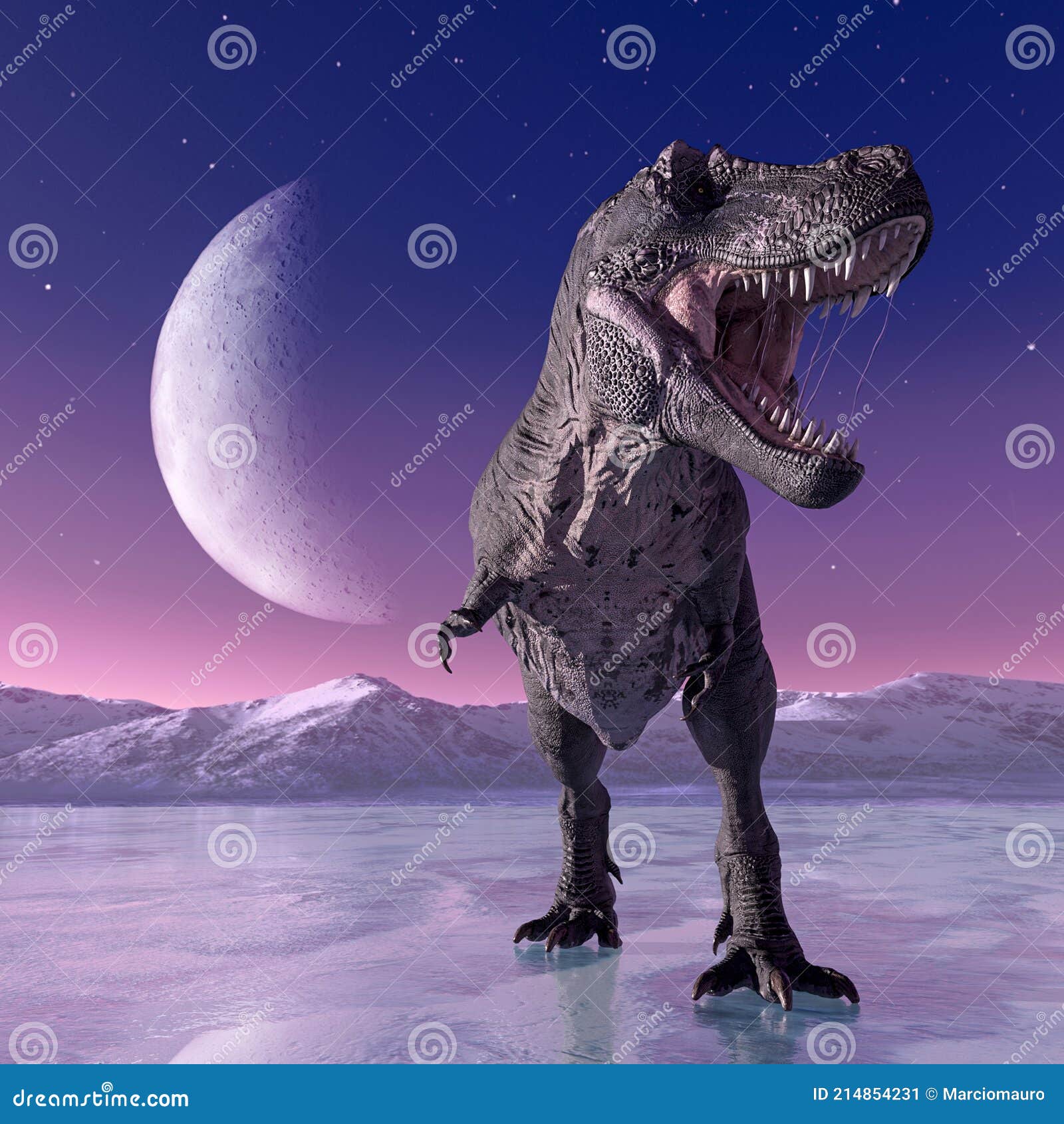 Tyrannosaurus Rex is Standing Up on Ice Age Stock Illustration ...
