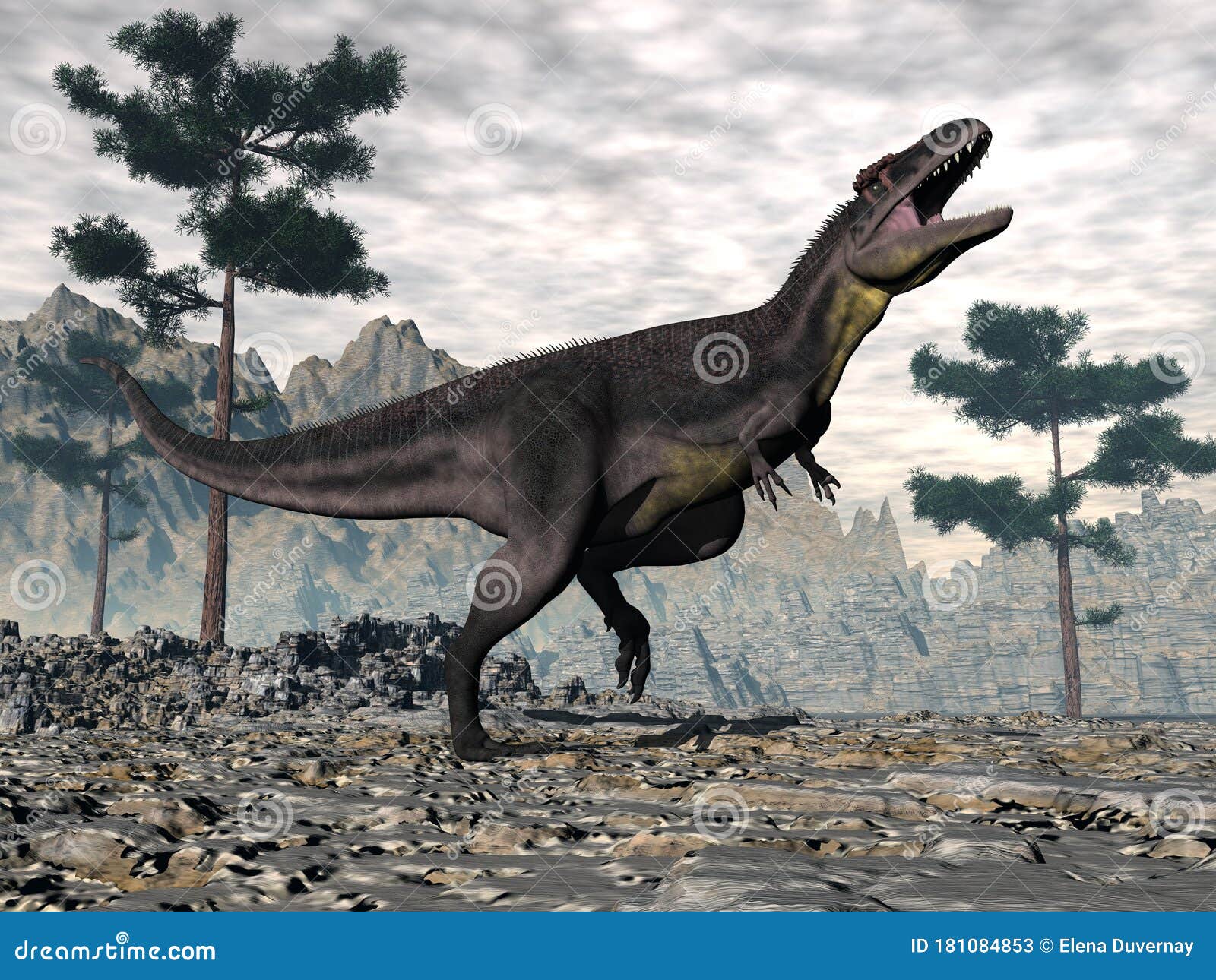 Tyrannotitan Dinosaur Roaring - 3D Render Stock Illustration ...