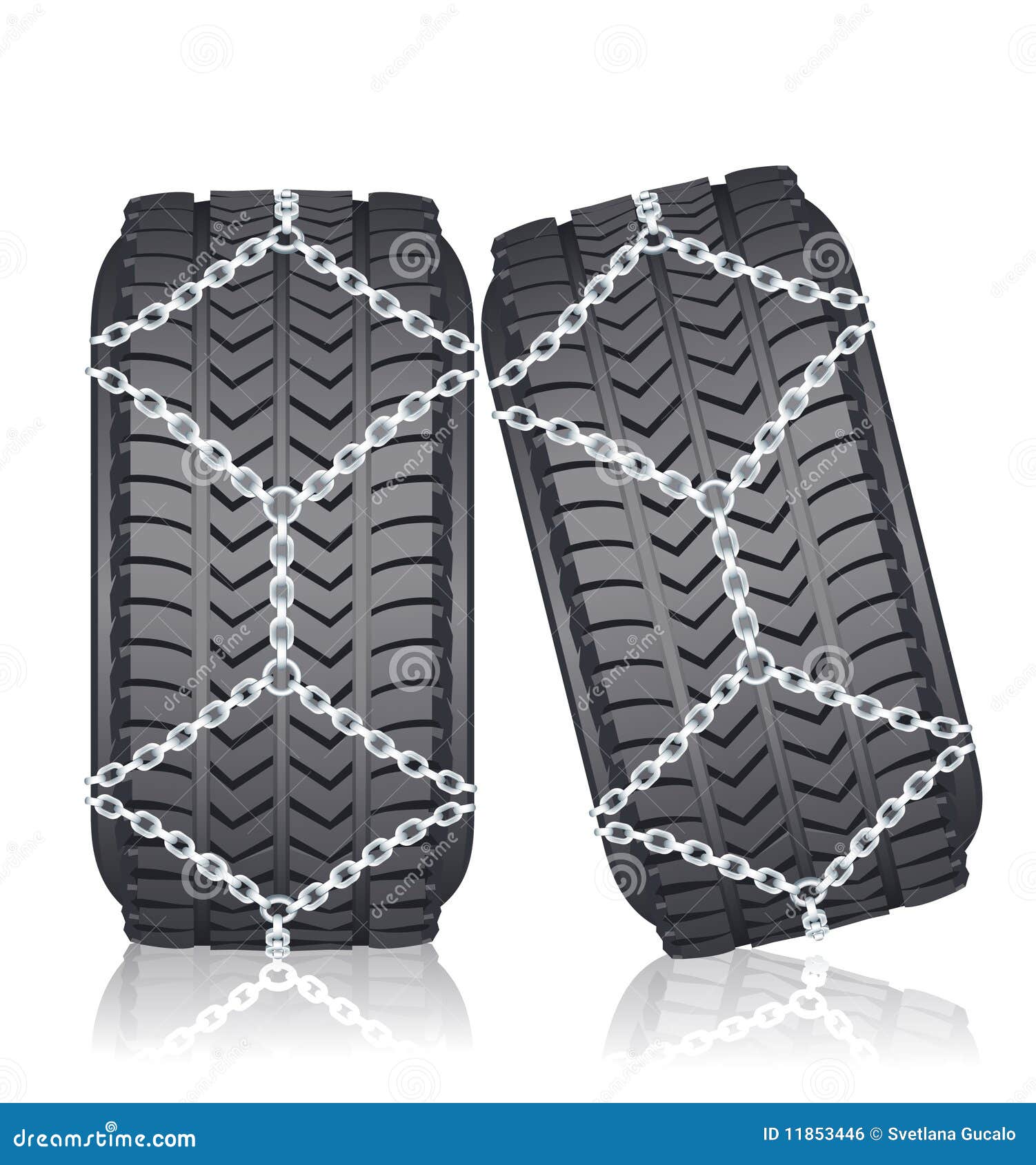 Tyre with chain stock vector. Illustration of cross, device - 11853446