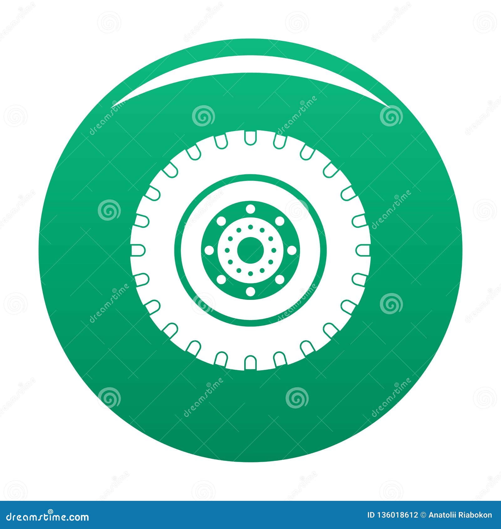 Tyre icon vector green stock vector. Illustration of road - 136018612