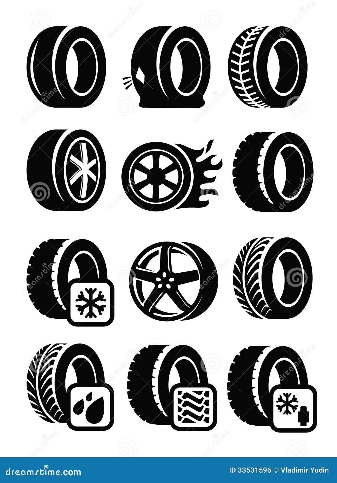 Tyre icons stock vector. Illustration of durability, control - 33531596