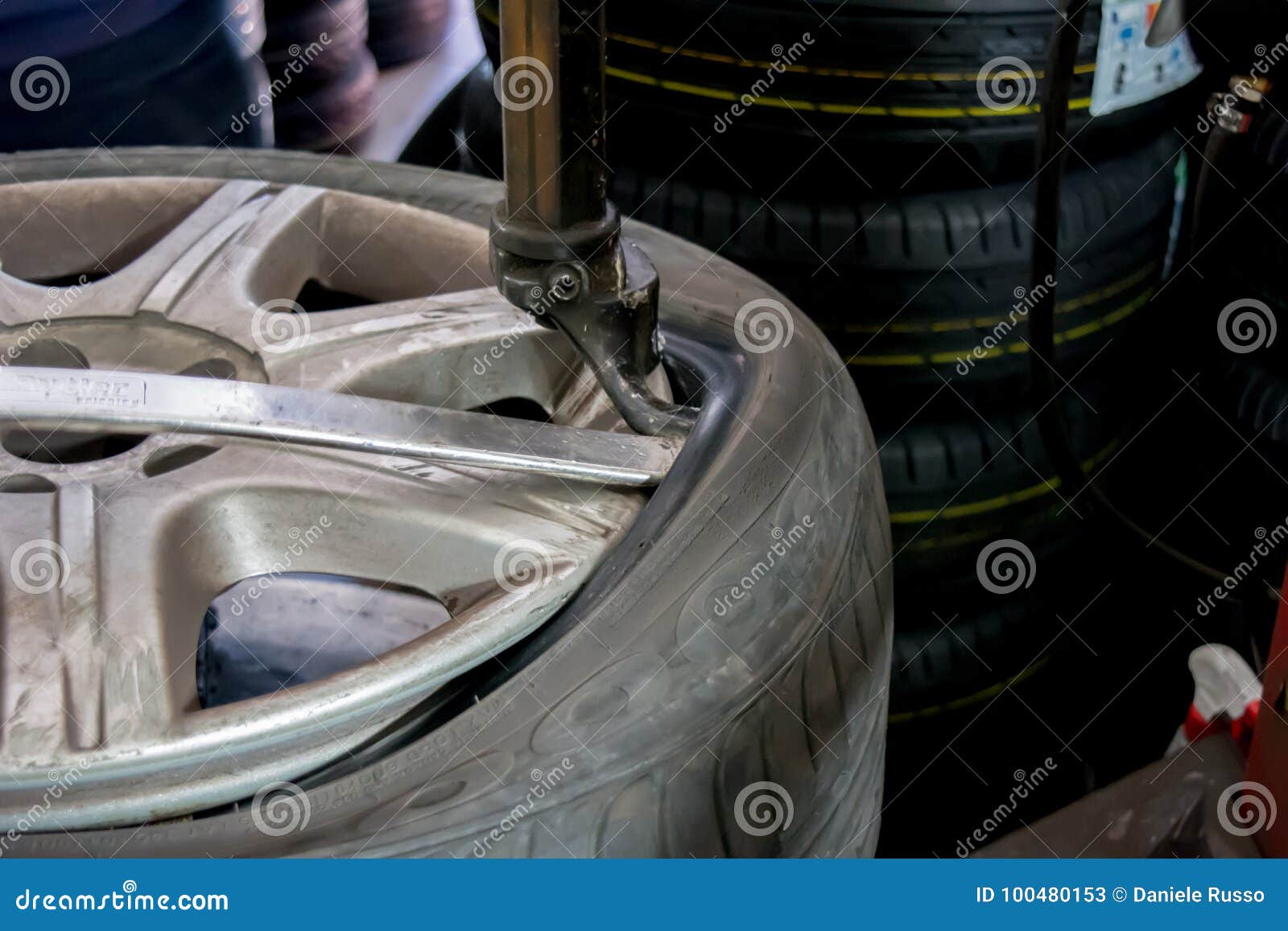 TYRE Repairer Repairing a Tyre Stock Image - Image of person, fixing ...