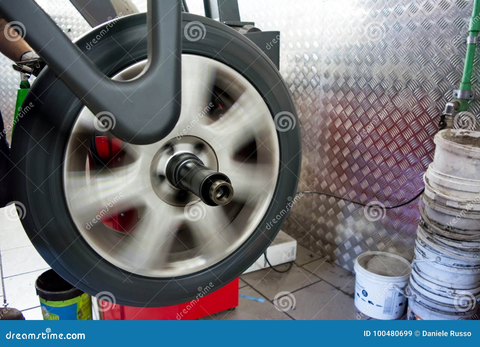 Tyre Spinning on the Balancing Machine Stock Image - Image of expertise ...