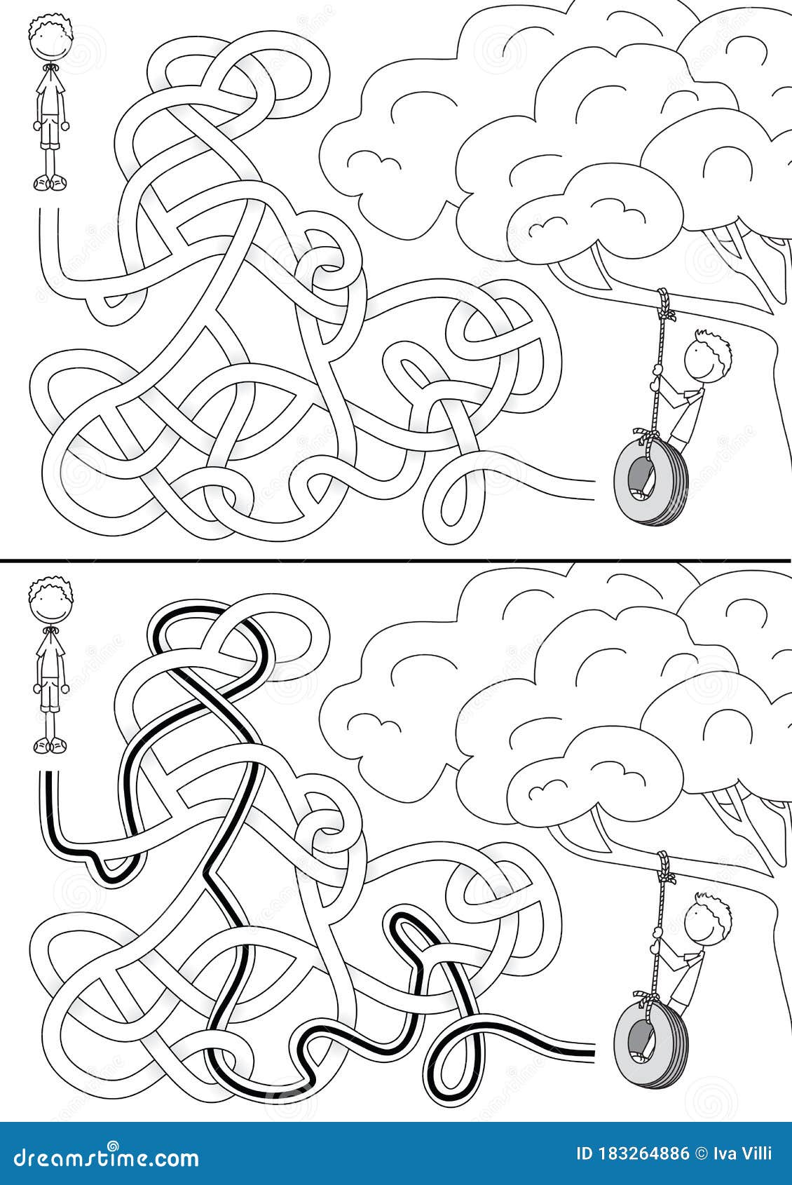 Tyre swing maze stock vector. Illustration of game, child - 183264886