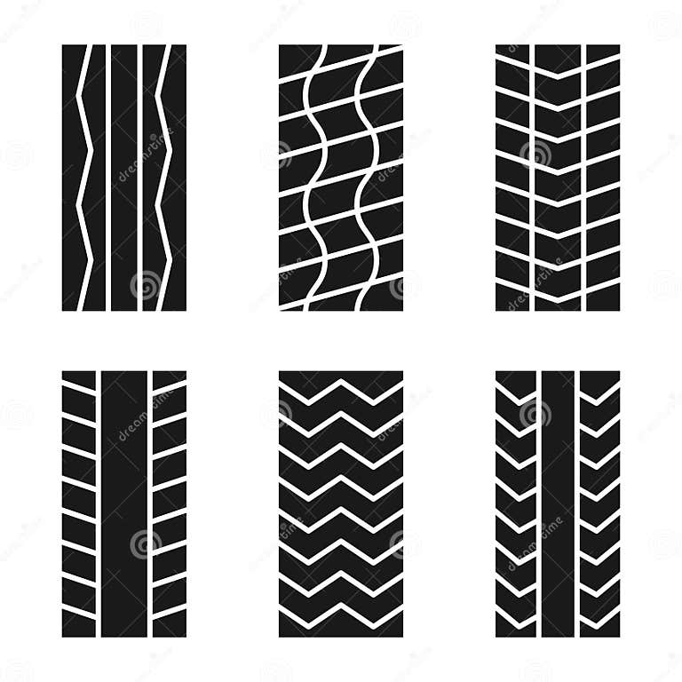 Tyre Thread Pattern Set Vector. Rubber Wheel Signs Icons Vector Stock ...