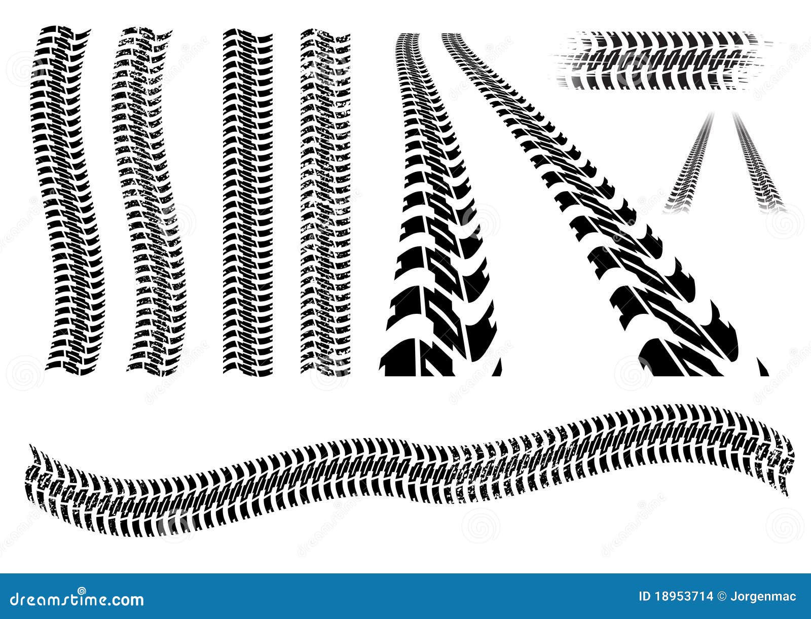 Tyre track collection stock vector. Illustration of spin - 18953714