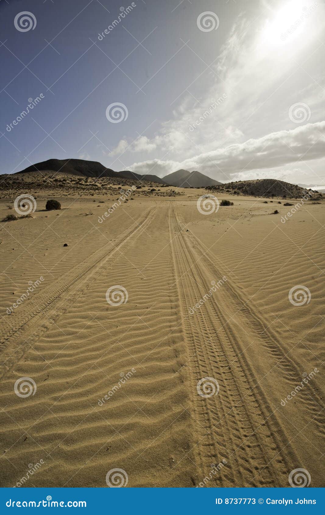 Tyre tracks in the sand stock image. Image of mountains - 8737773