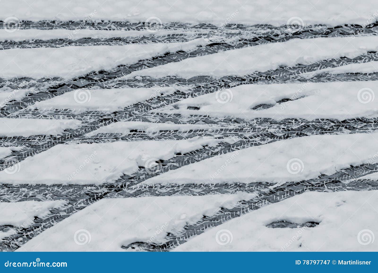 Tyre Tracks in the Snow at Winter Stock Image - Image of white, road ...
