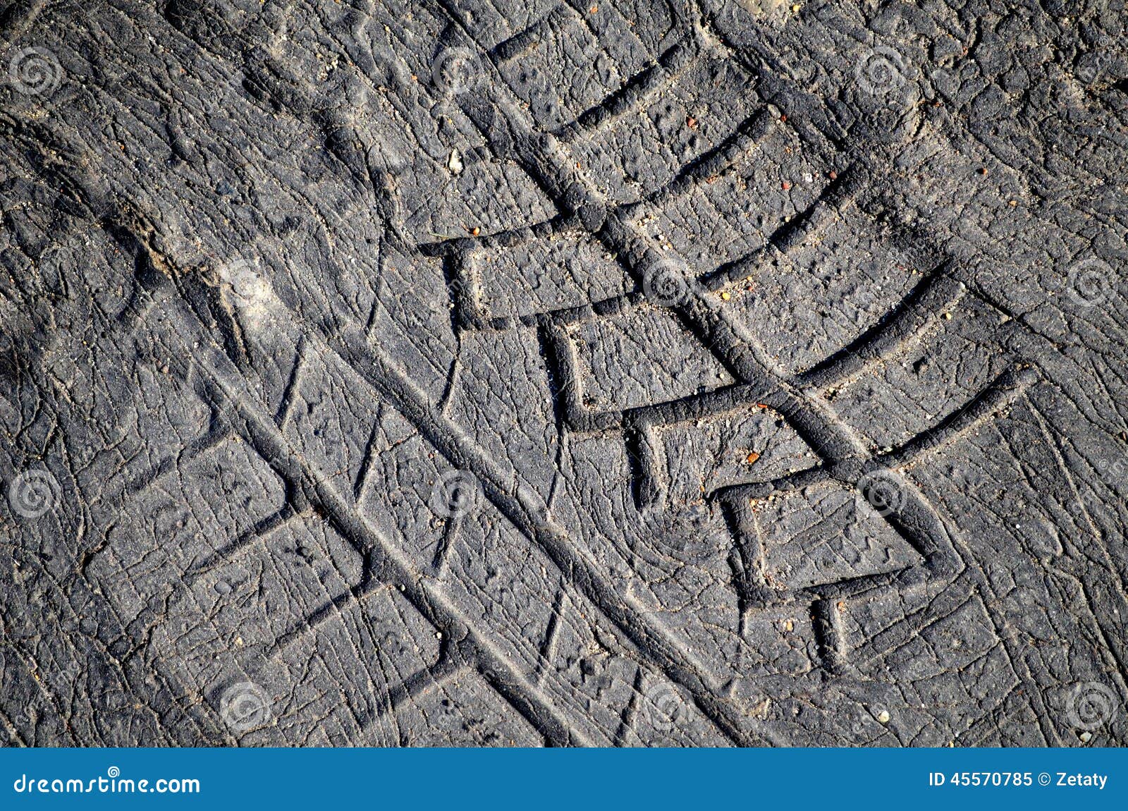 Tyre Tread Imprint in Asphalt Stock Image - Image of automobile, broken ...