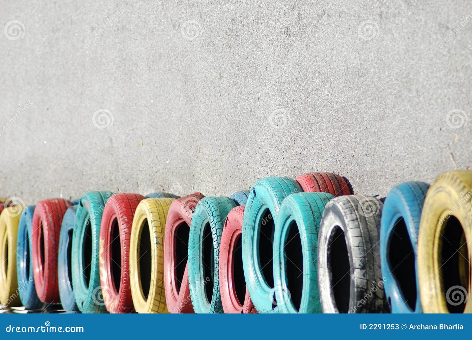 Tyres with bright colours stock image. Image of junk, black - 2291253