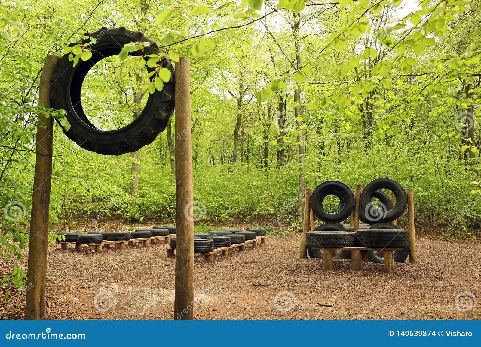 Tyres Obstacle Course stock photo. Image of fitness - 149639874