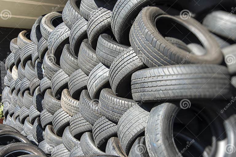 Tyres Stacked for Recycling Stock Image - Image of abstract, arranged ...