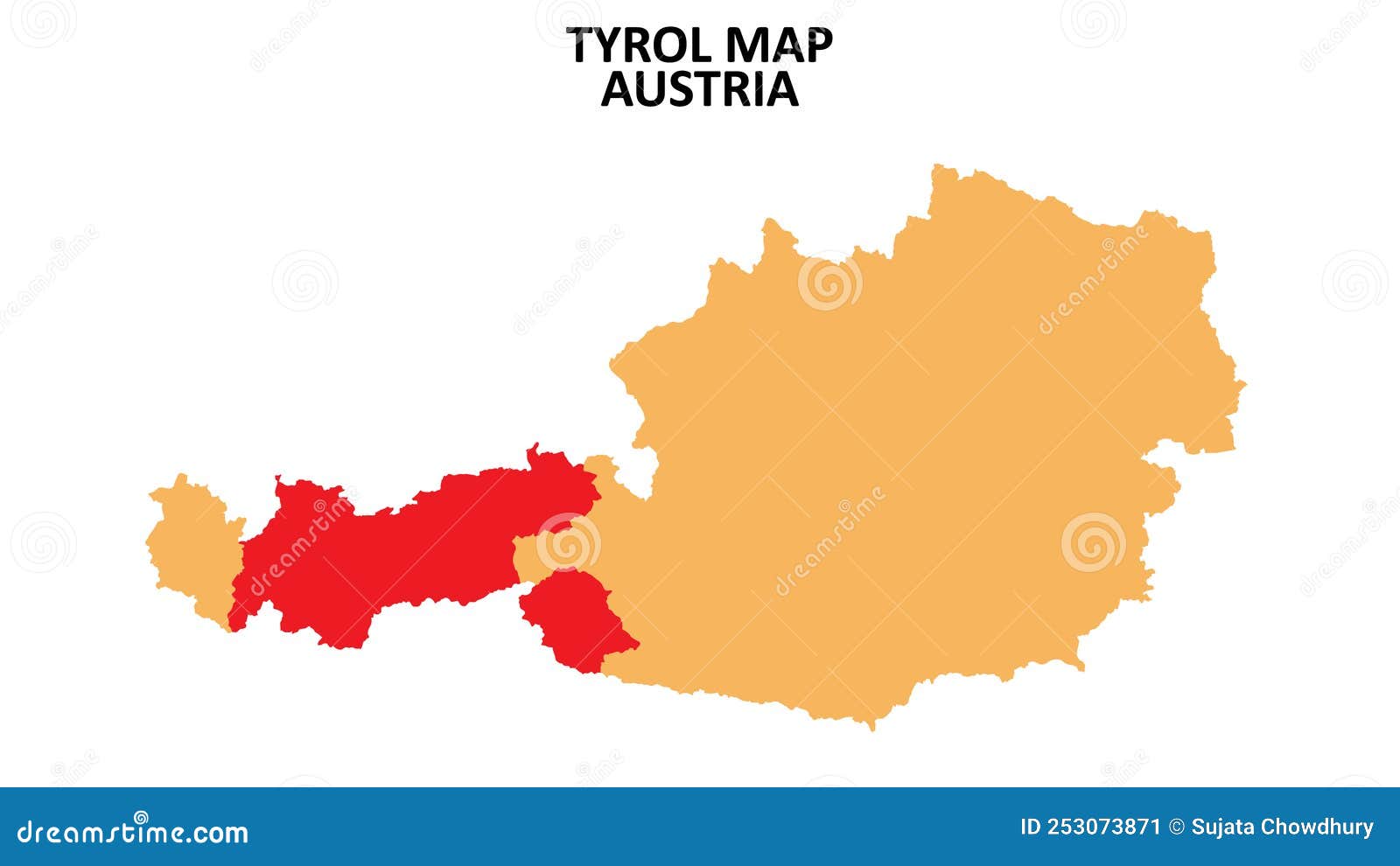 Tyrol Regions Map Highlighted on Austria Map Stock Vector ...