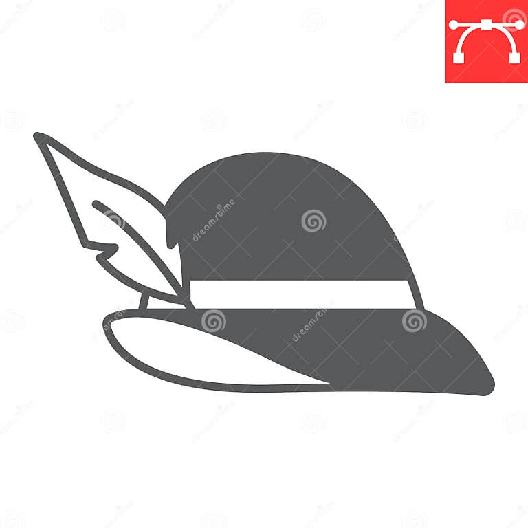 Tyrolean hat glyph icon stock vector. Illustration of cartoon - 252440276