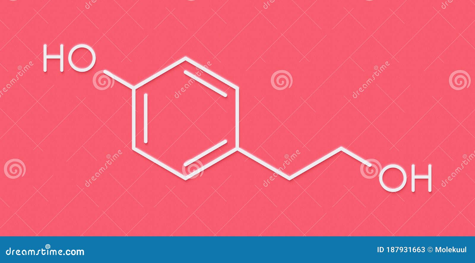 Tyrosol Molecule. Antioxidant Found In Olive Oil. 3D Rendering. Atoms ...