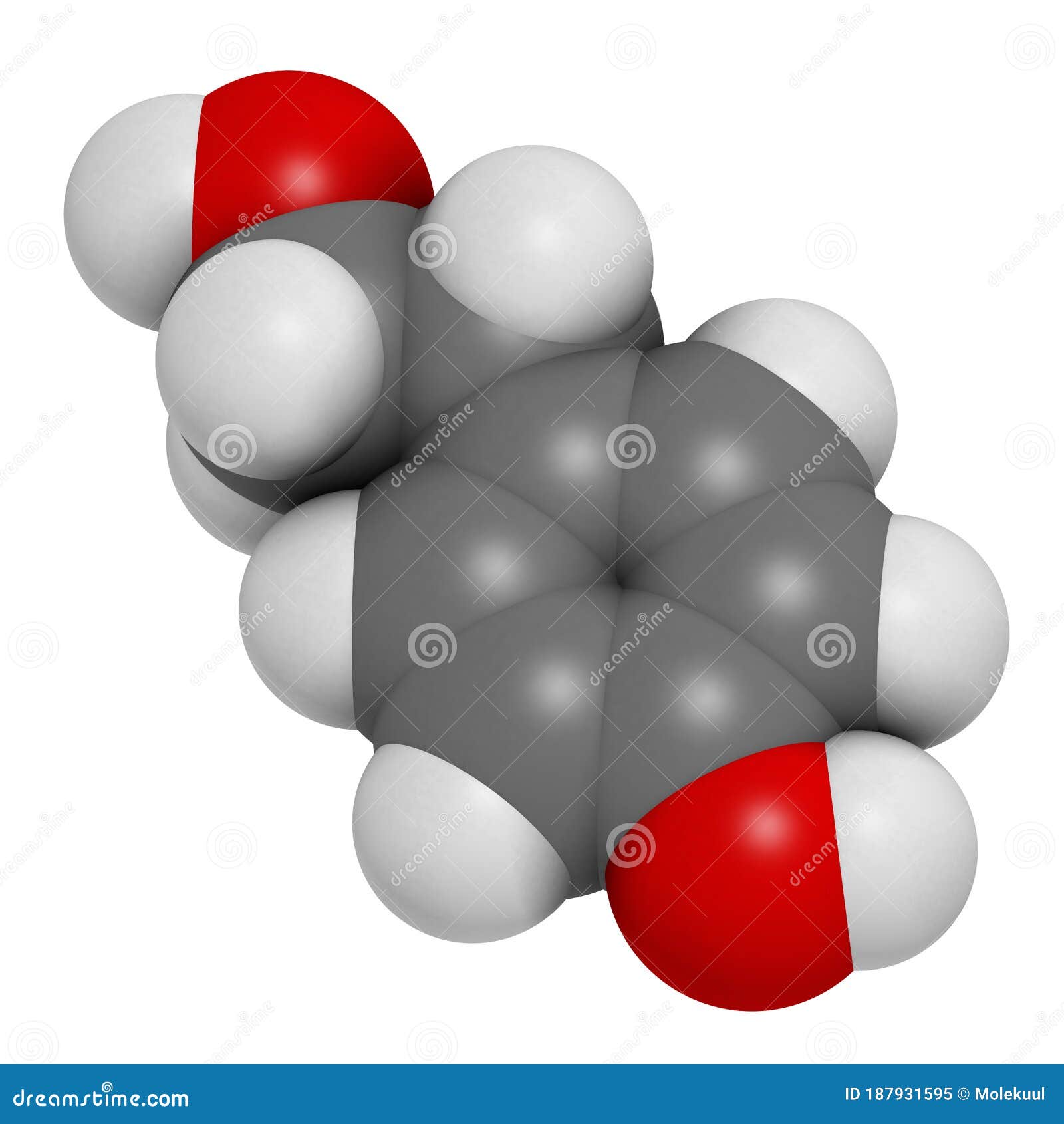 Tyrosol Olive Oil Antioxidant Molecule. 3D Rendering. Atoms are ...