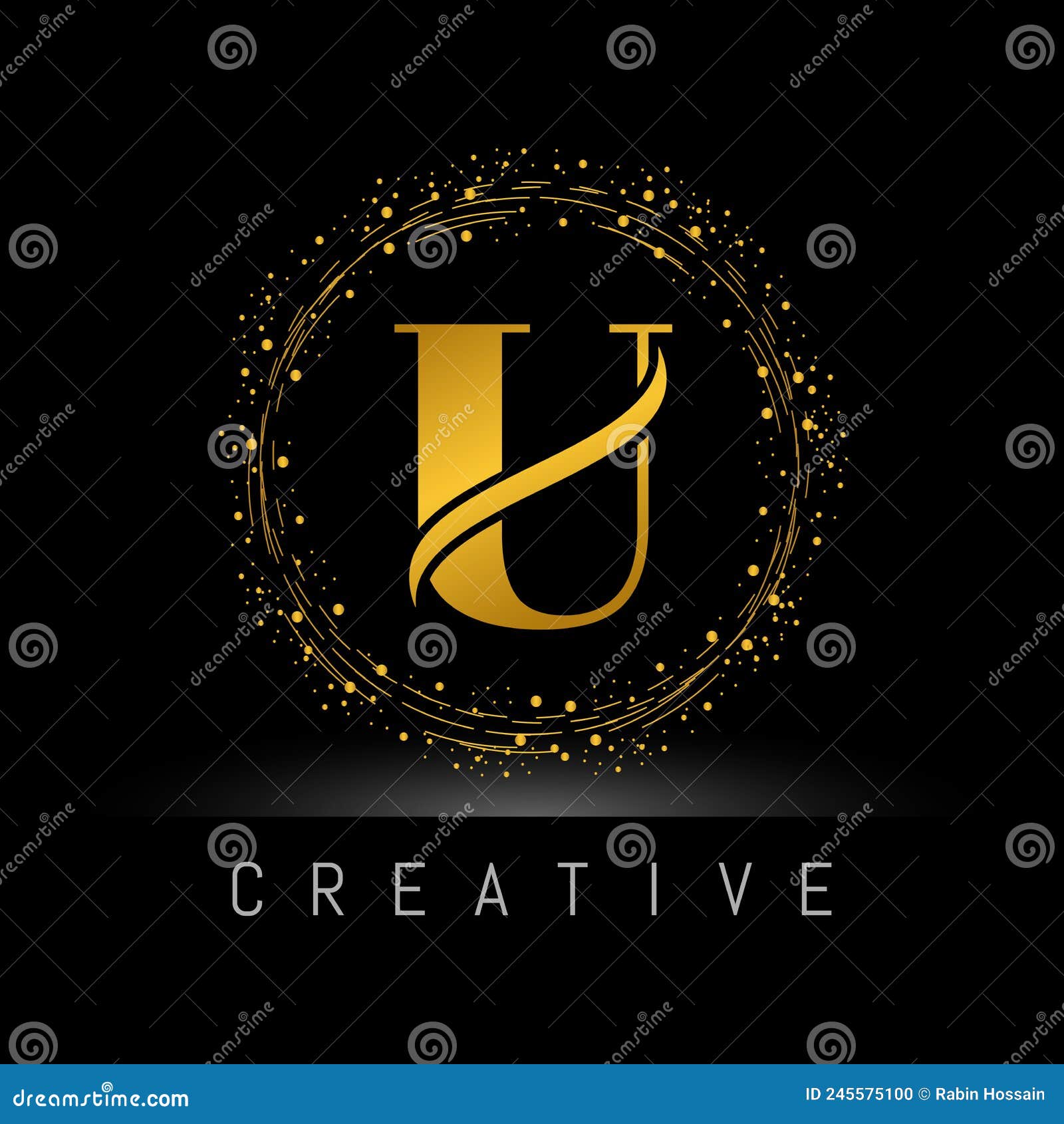 Golden U Letter Logo Design . Stock Vector - Illustration of multimedia ...